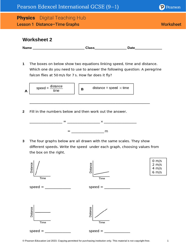 IG Physics Lesson01 Worksheet 2 | PDF