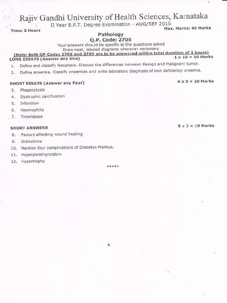 RGUHS II Year B.P.T. Degree Examination – Sept -2016 | PDF