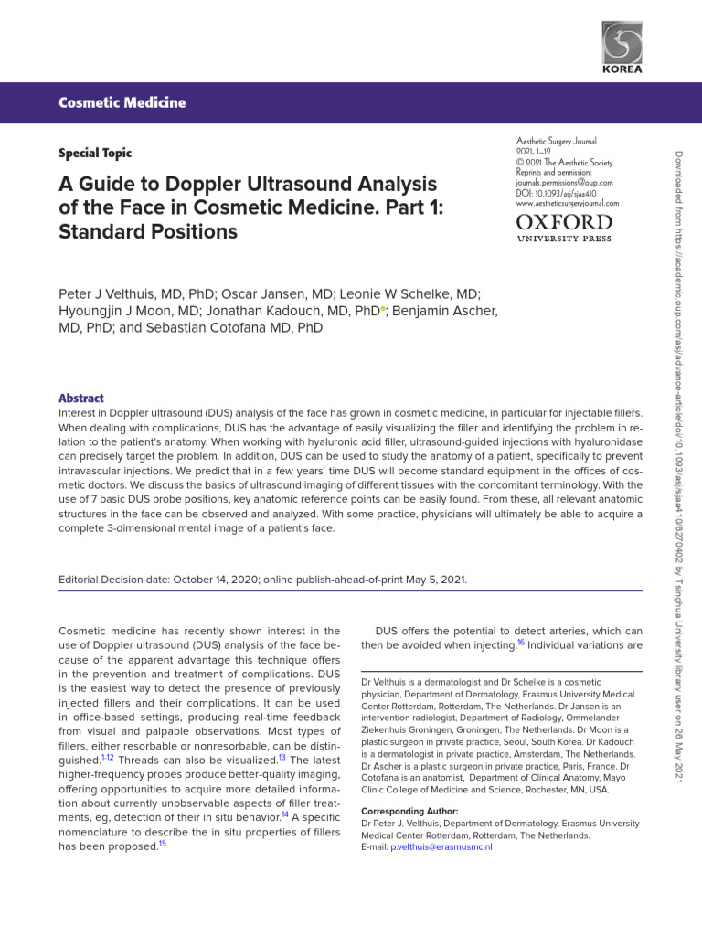 Doppler Ultrasound in Cosmetic Medicine | PDF | Human Nose | Medical ...