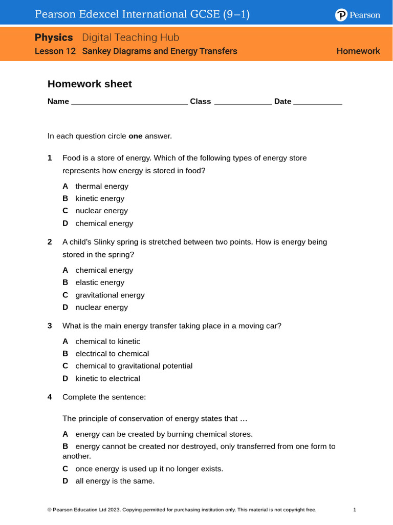 IG Physics Lesson12 Homework | PDF | Applied And Interdisciplinary ...