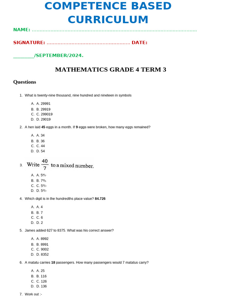 g4 Mathematics (1) | PDF | Mathematics | Arithmetic