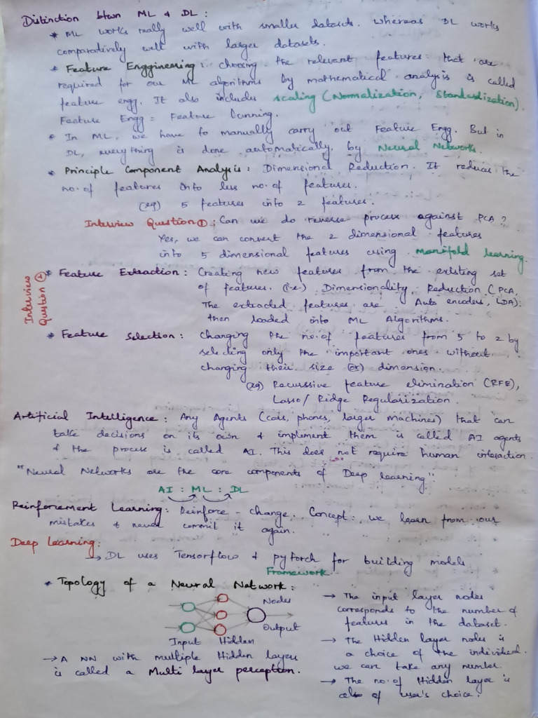Deep Learning Handwritten Notes | PDF | Applied Mathematics