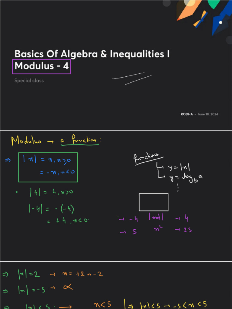 Basics of Algebra Inequalities I Modulus 4 With Anno | PDF