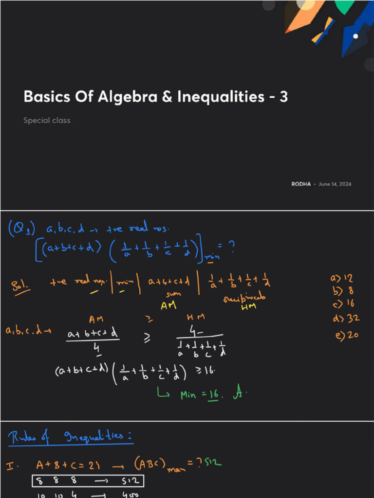 Basics of Algebra Inequalities 3 With Anno | PDF