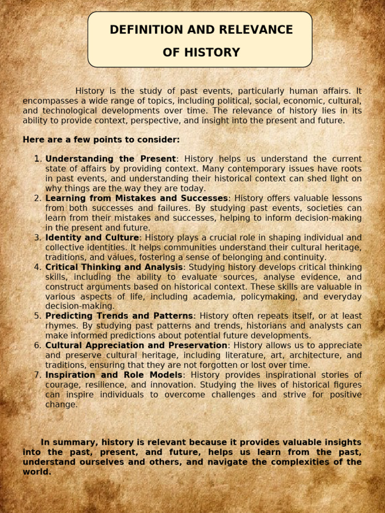 Definition and Relevance of History | PDF | Liberal Arts Education