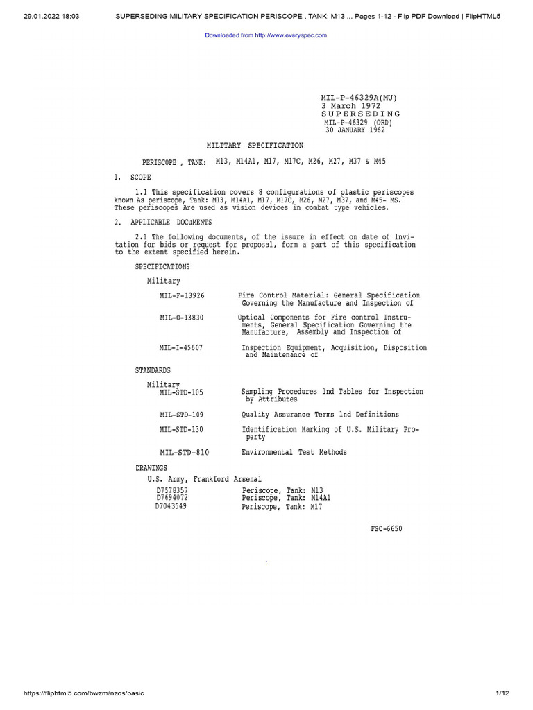 SUPERSEDING MILITARY SPECIFICATION PERISCOPE, TANK - M13 ... Pages 1-12 - Flip PDF Download ...