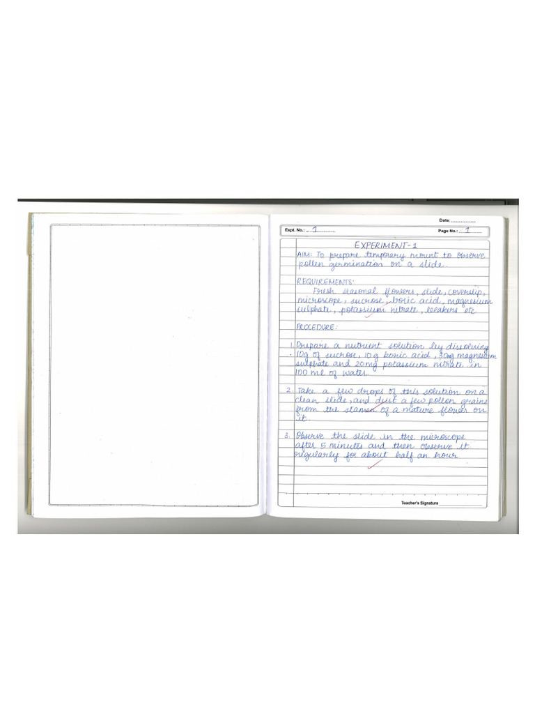 Open Biology Record Writing Class XII | PDF