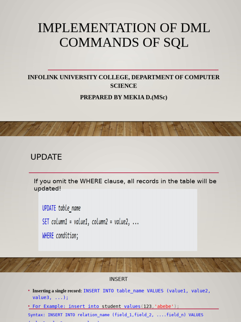 SQL DML Commands Implementation Guide | PDF | Databases | Computer Programming