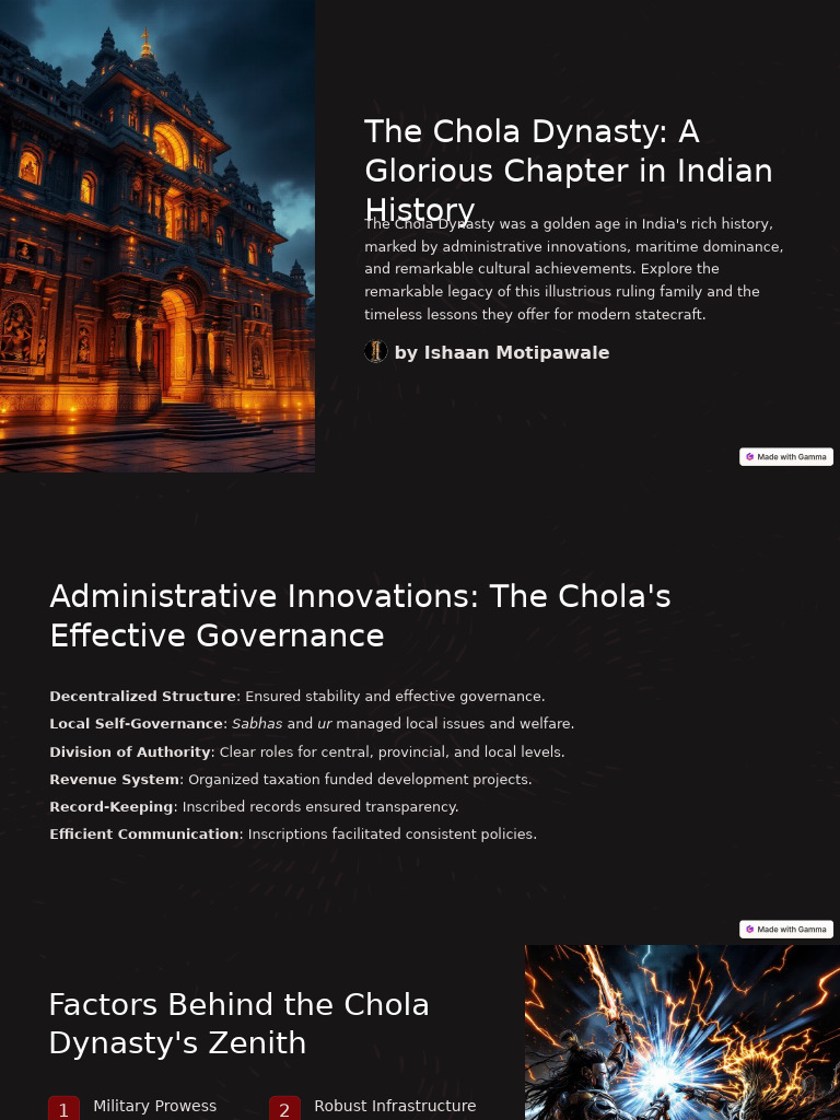 Chola Dynasty: Legacy of Governance & Culture | PDF | Trade | Innovation