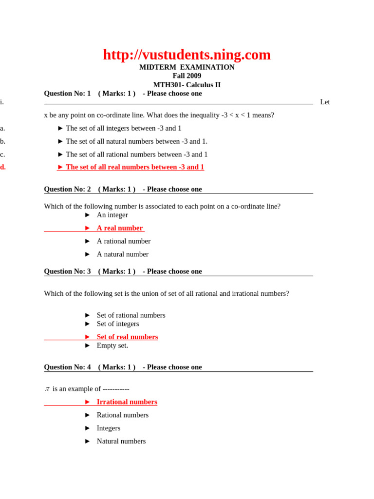 MidTerm MTH301 | PDF