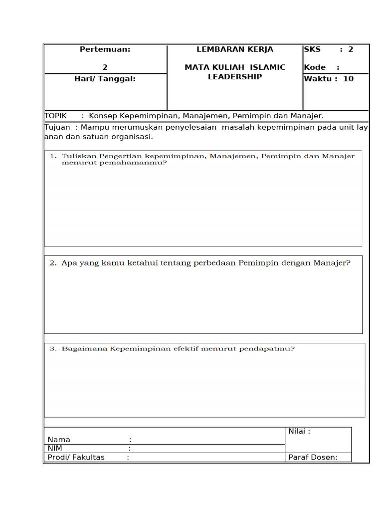 Penugasan 1 Islamic Leadership | PDF