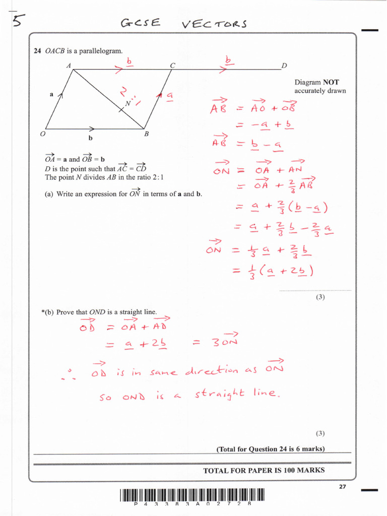 GCSE Vectors A5 | PDF