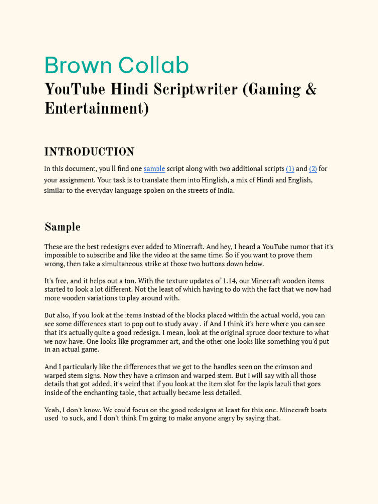 Brown Collab Assignment | PDF