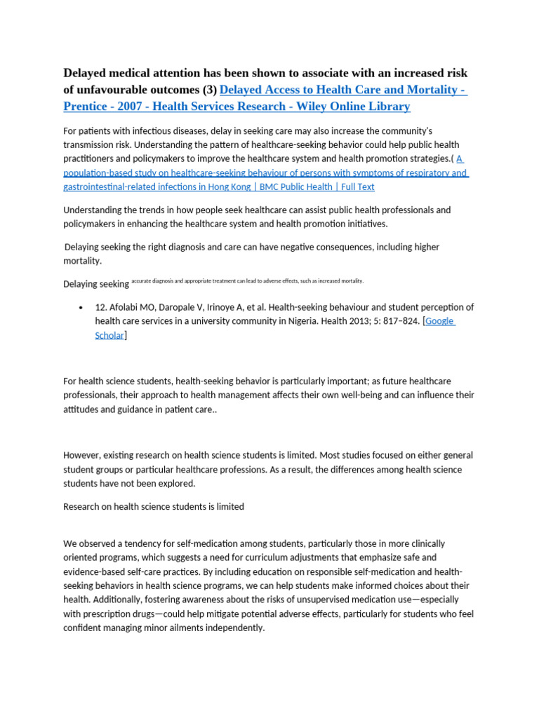 Delayed Medical Attention Has Been Shown To Associate With An Increased ...