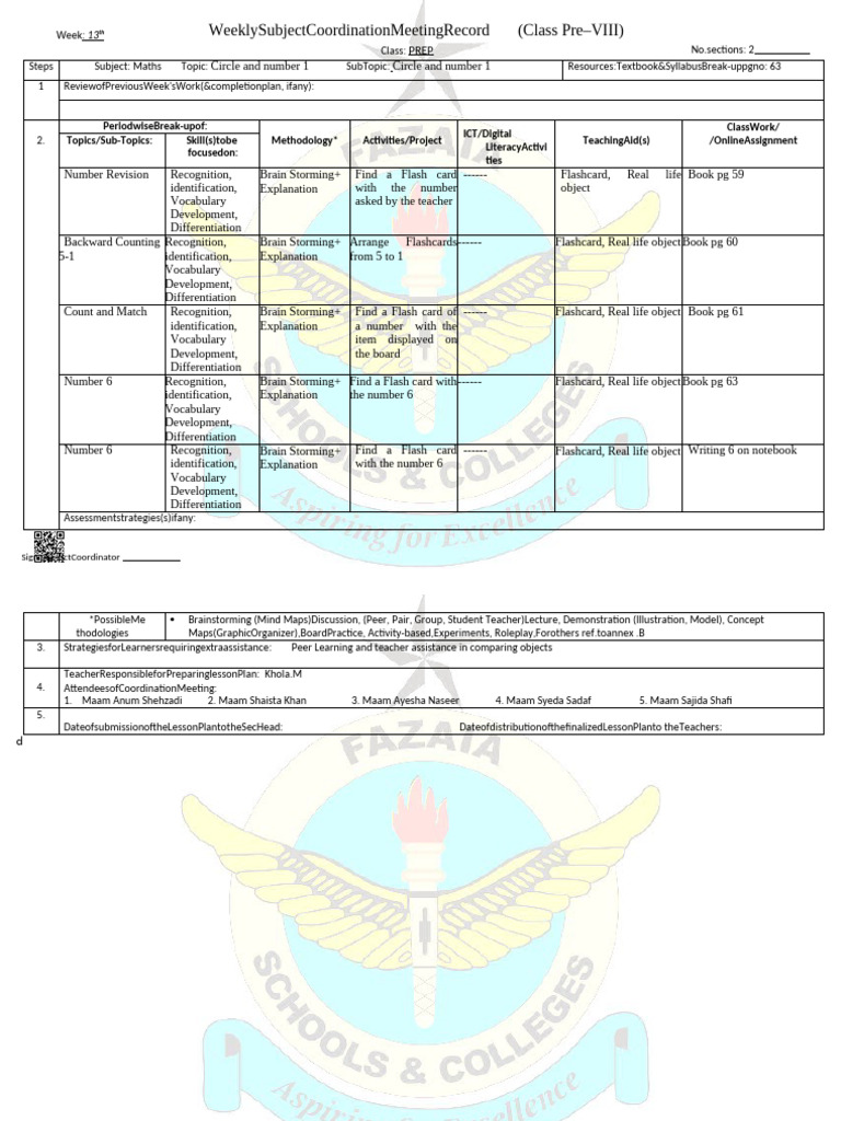 Prep 13th Week Maths Coordination Meeting | PDF | Brainstorming | Flashcard