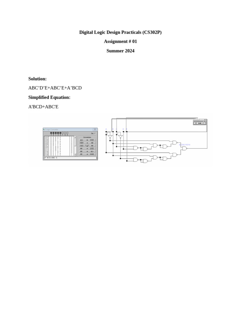 Digital Logic Design Practicals Assignment 1 | PDF