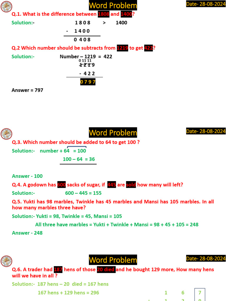 Word Problem-1 | PDF