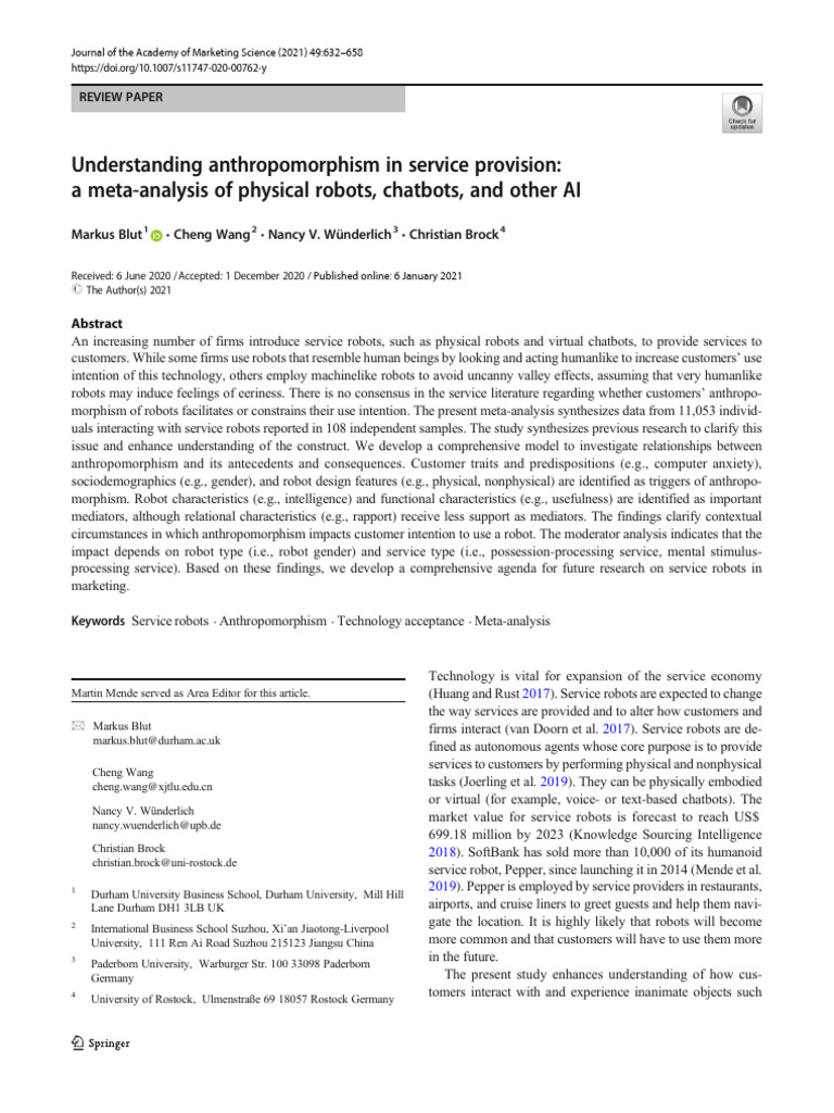 2.Blut et al 2021 | PDF | Anthropomorphism | Attitude (Psychology) 2.Blut et al 2021 | PDF | Anthropomorphism | Attitude (Psychology)