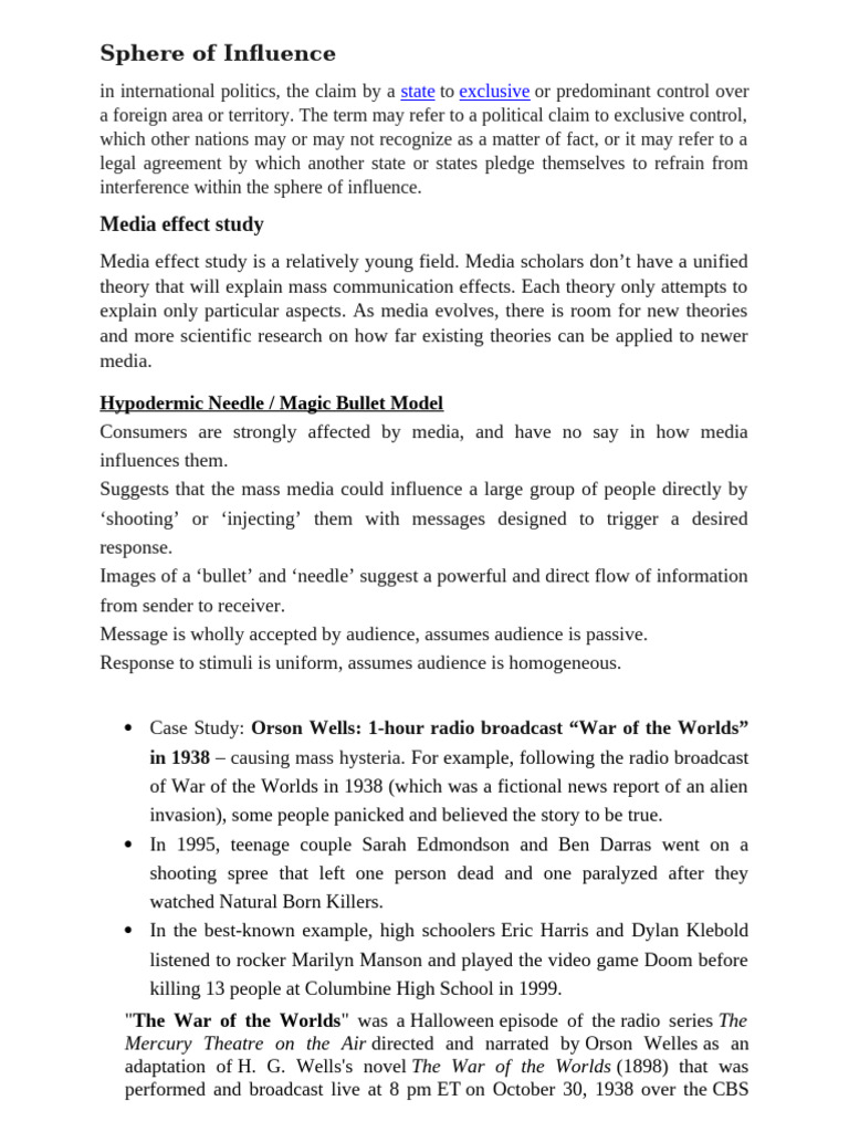 Handouts-Theories of Media Influence[2] | PDF | Communication | Human ...