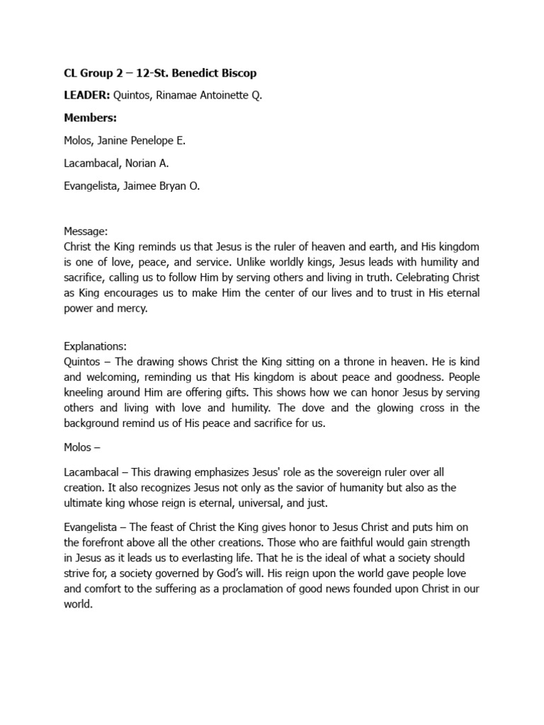 Christ the King: Love, Peace, Service | PDF