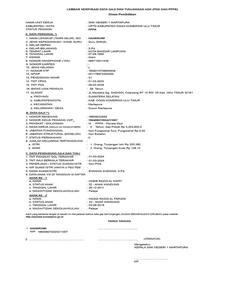 Lembar Verifikasi Profile | PDF