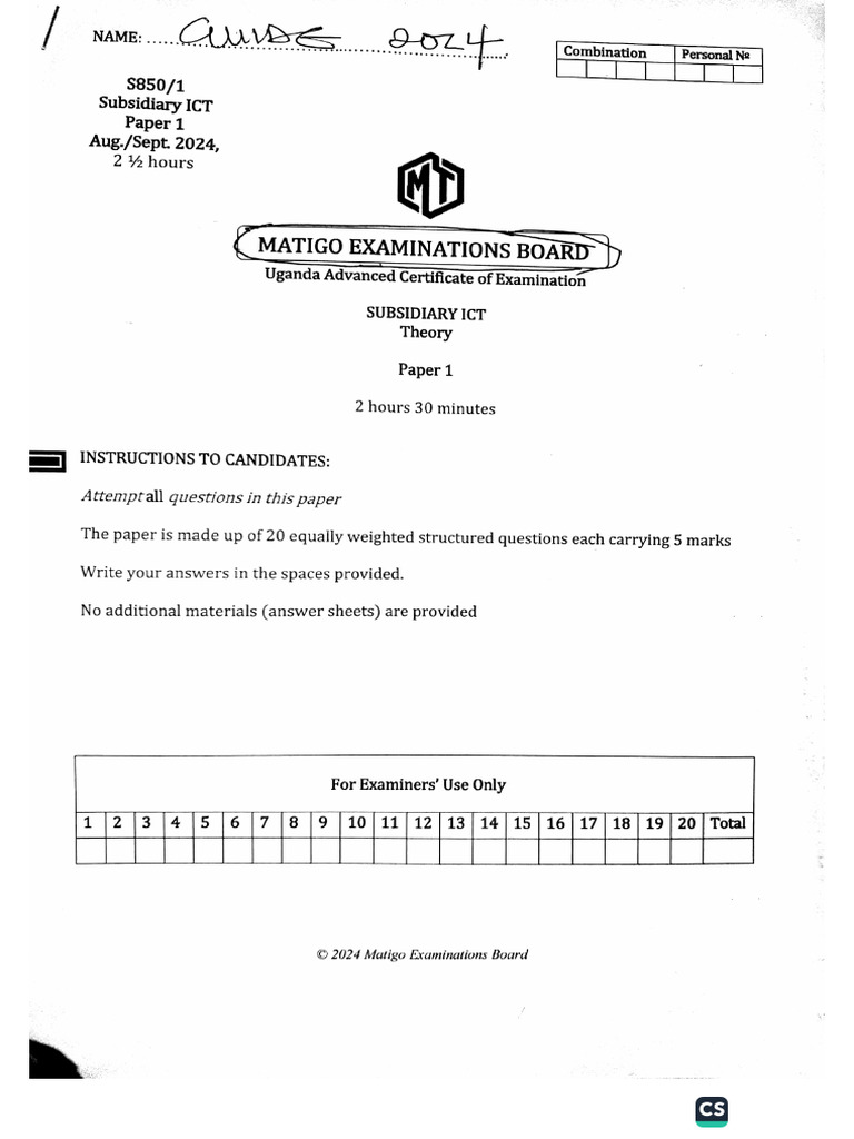 Matigo Mocks 2024 Ict Guide Uace | PDF