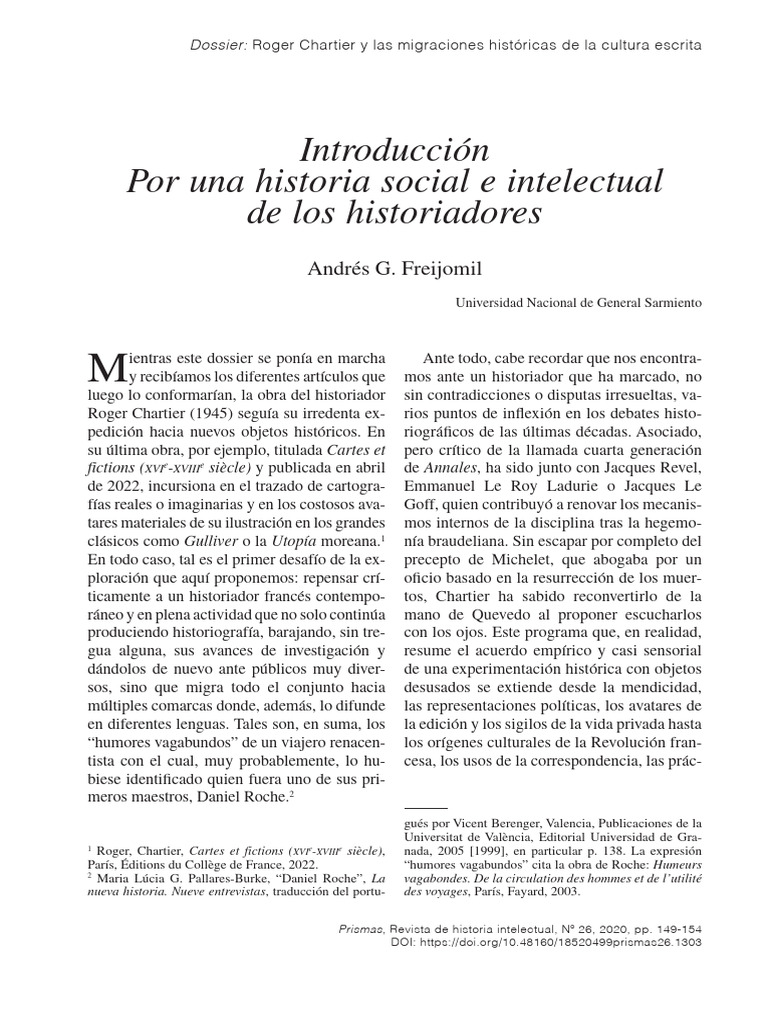 Freijomil Sobre Chartier | PDF | Historiografía | Science