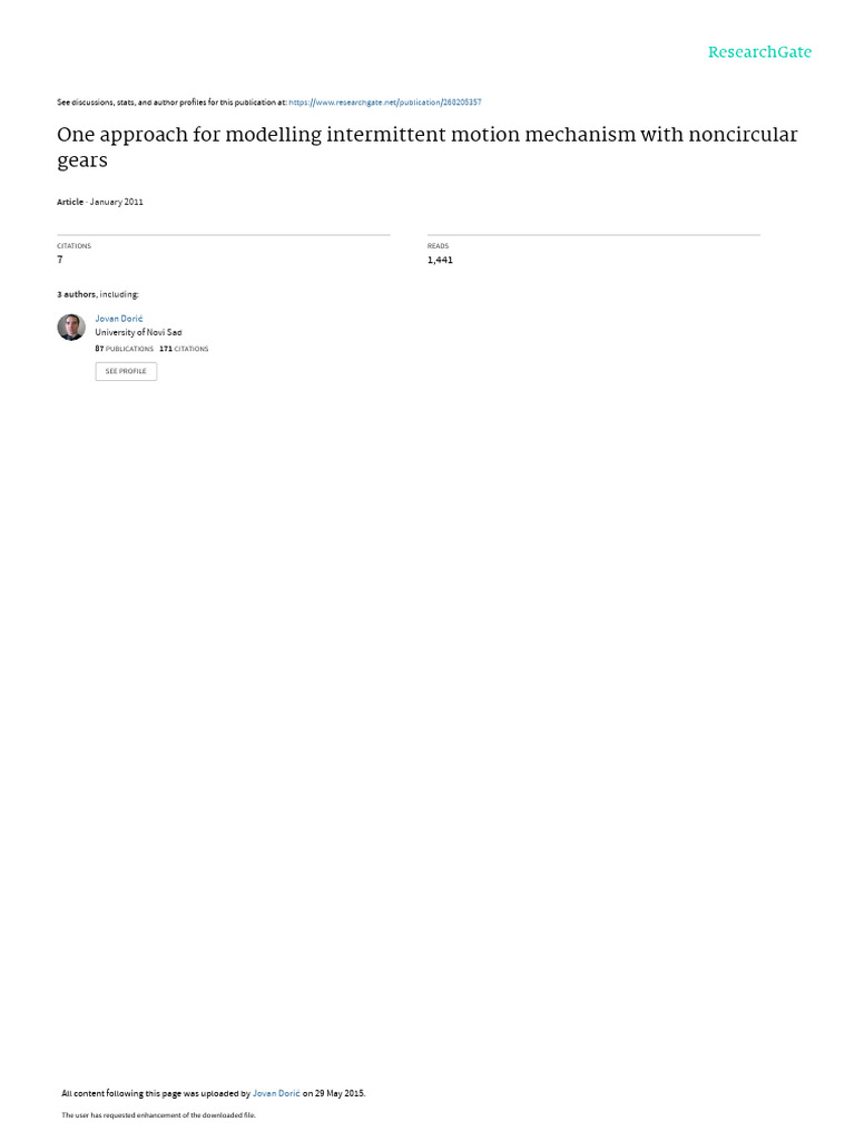 One Approach For Modelling Intermittent Motion Mec | PDF | Gear | Ellipse