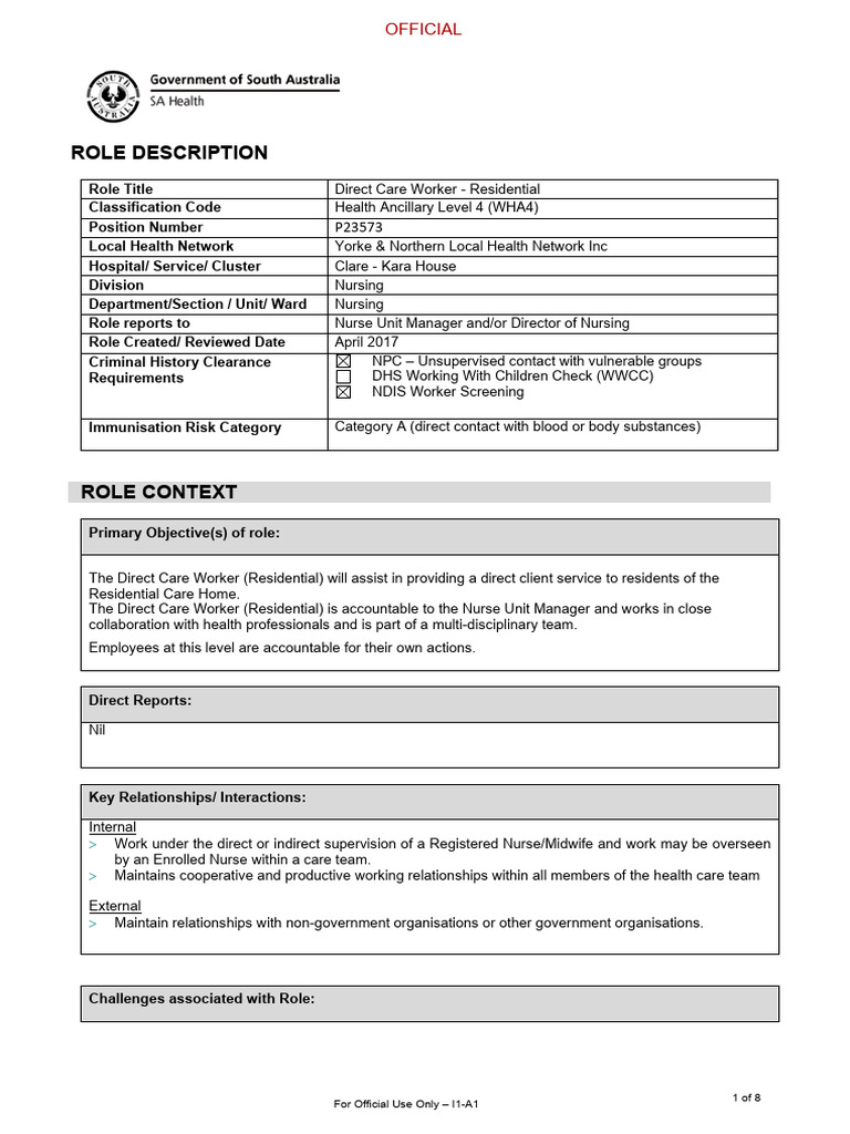 Direct Care Worker Role Overview | PDF | Nursing | Health Care