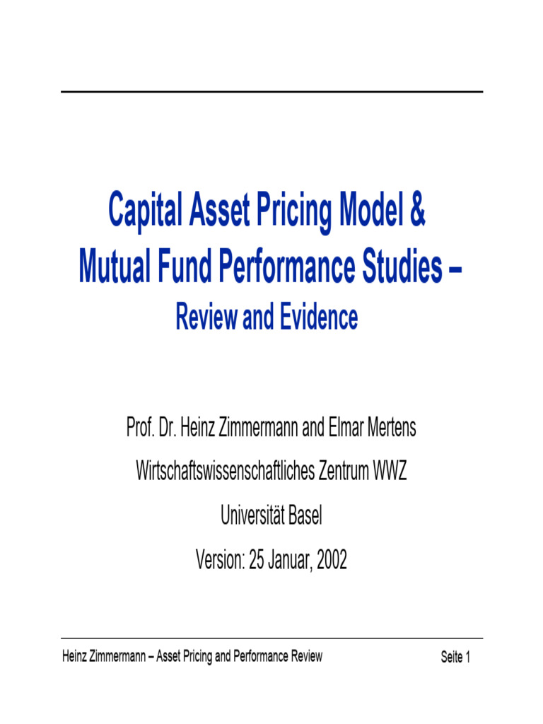 Capital Asset Pricing Model & Mutual Fund Performance Studies - Review ...