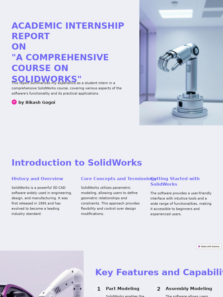 Academic Internship Report On A Comprehensive Course On Solidworks | PDF | 3 D Modeling | 3 D ...