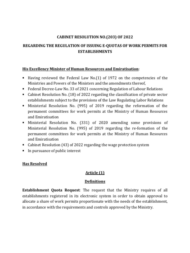 E-Quota Regulations for Work Permits | PDF | Petroleum | Natural Gas
