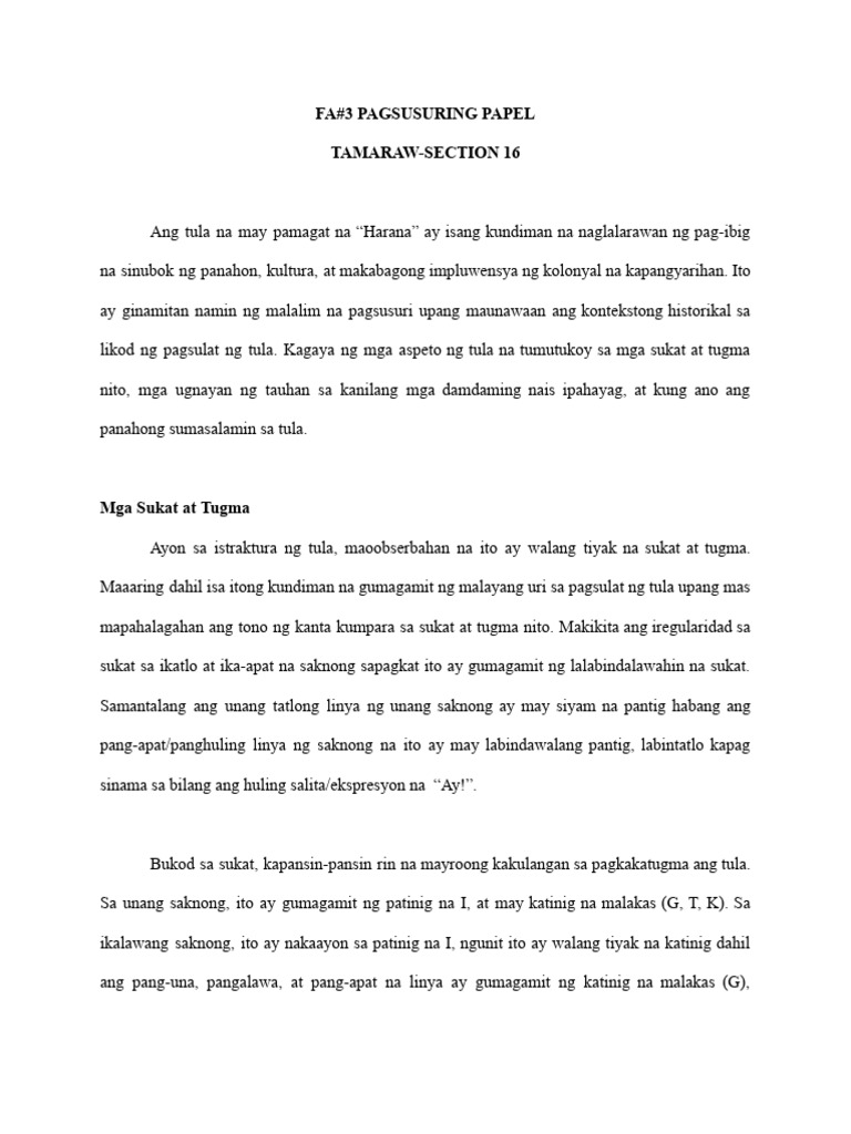 Fa3 Tamaraw Sec 16 Group A | PDF