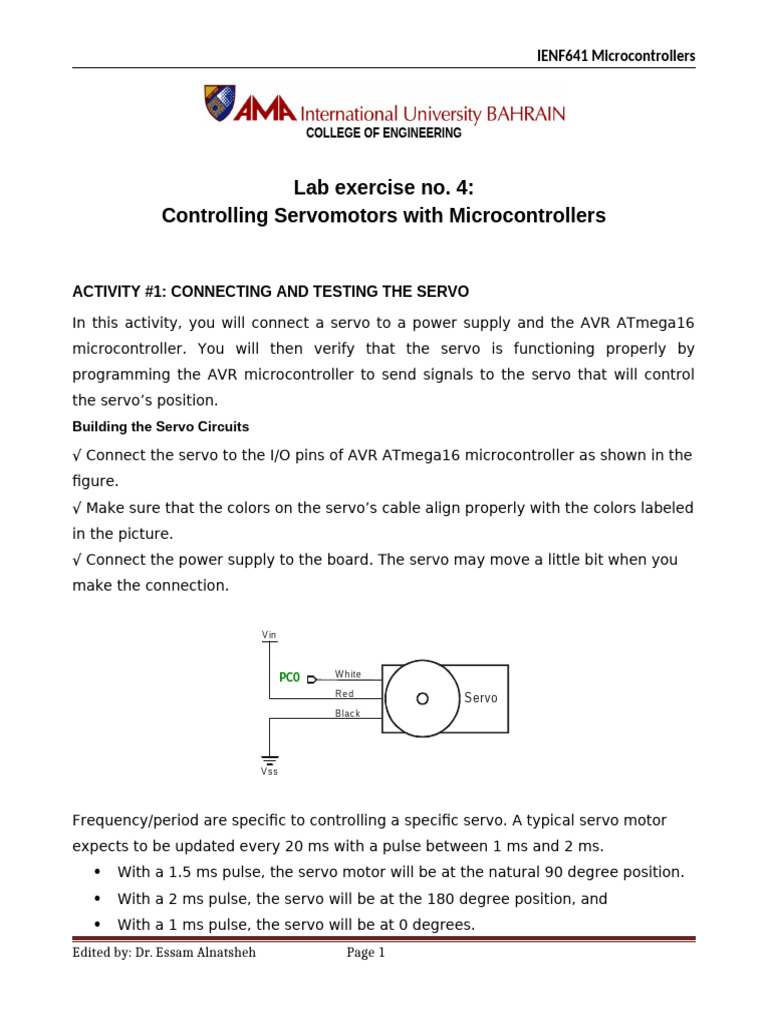 Lab 4 - Servomotors | PDF | Servomechanism | Computer Engineering