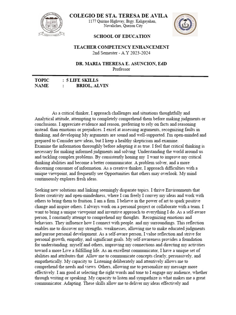 Reflection Format | PDF | Empathy | Critical Thinking