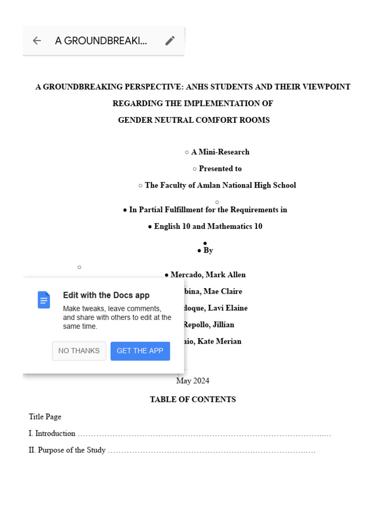 ANHS Students on Gender-Neutral Restrooms | PDF | Survey Methodology | Gender