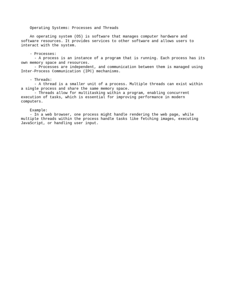 Operating Systems Processes and Threads | PDF