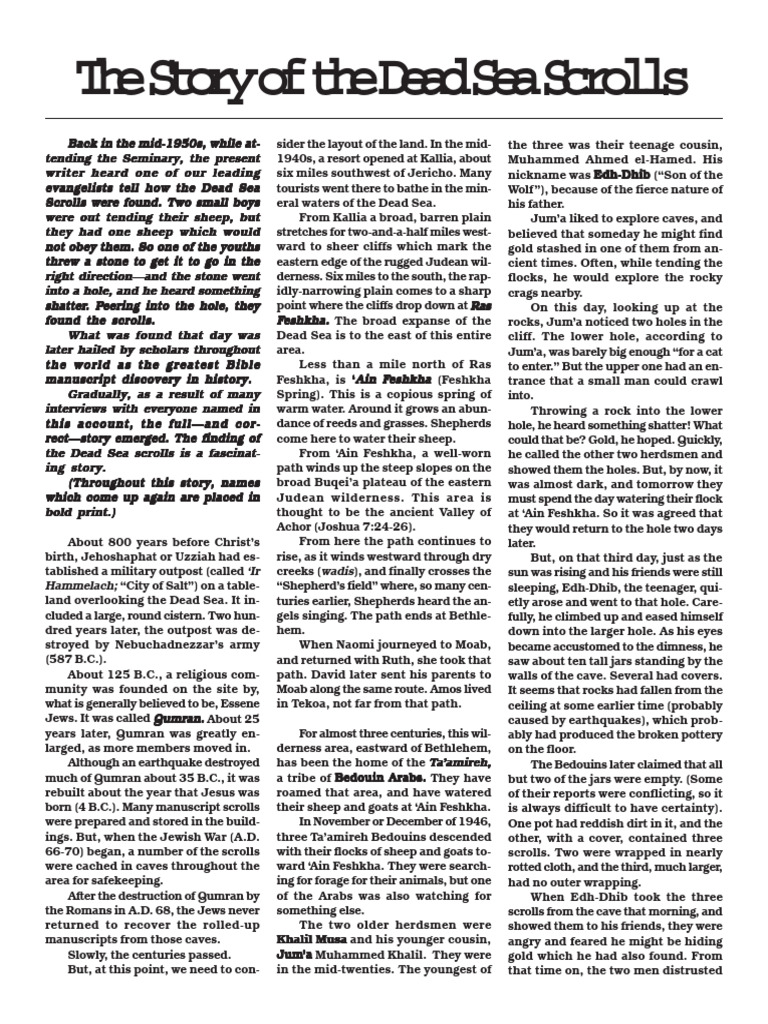 Story-dead-sea | PDF | Dead Sea Scrolls | Bible
