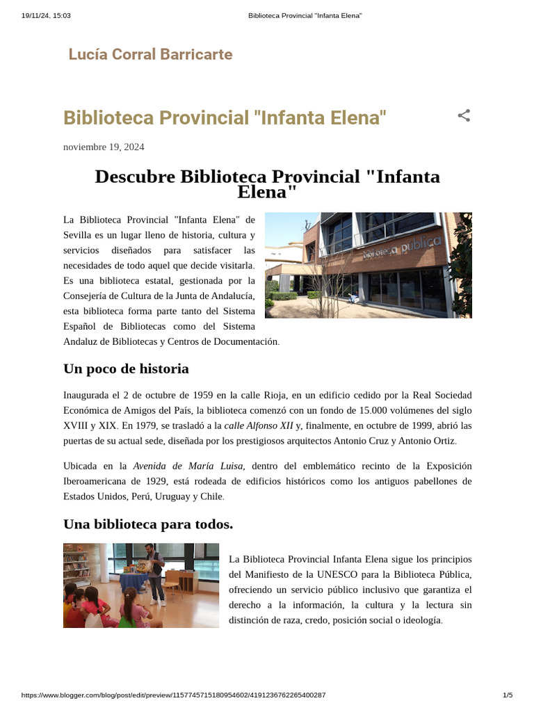 Biblioteca Santa Elena. Lucía Corral Barricarte | PDF | Bibliotecas ...