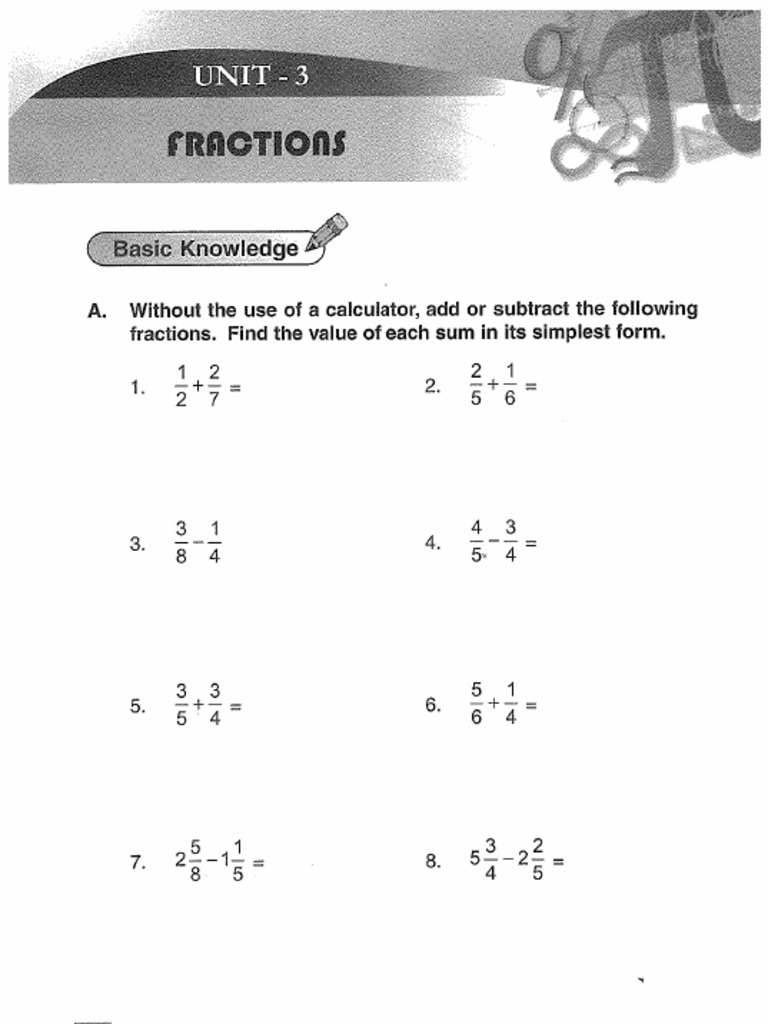 Unit 3 - Fractions | PDF