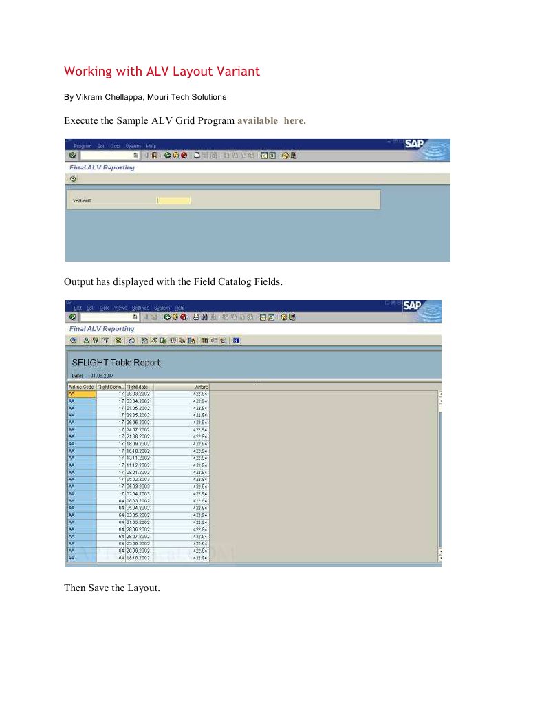 Working With ALV Layout Variant | PDF | Technology & Engineering