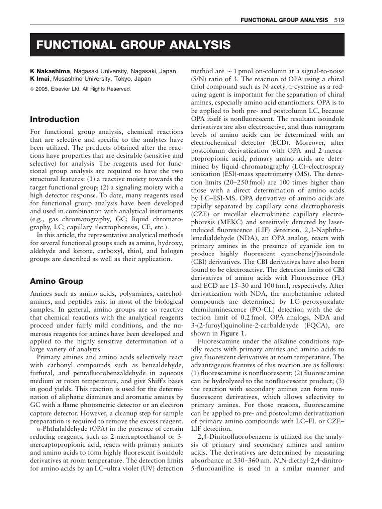 Functional Group Analysis | PDF | Amine | Carboxylic Acid
