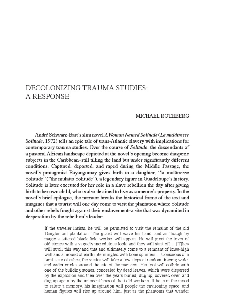 Rothberg Decolonizing Trauma Studies | PDF | Postcolonialism ...