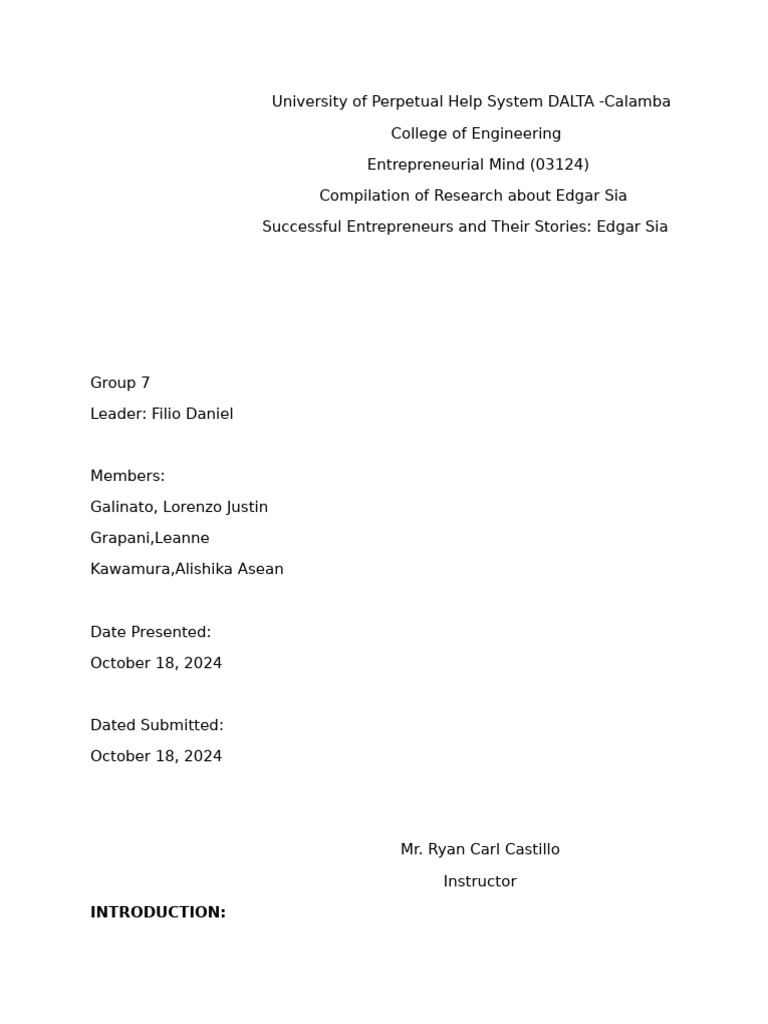 Group 7 Conpilation Reports on Entrep | PDF | Fast Food | Foods