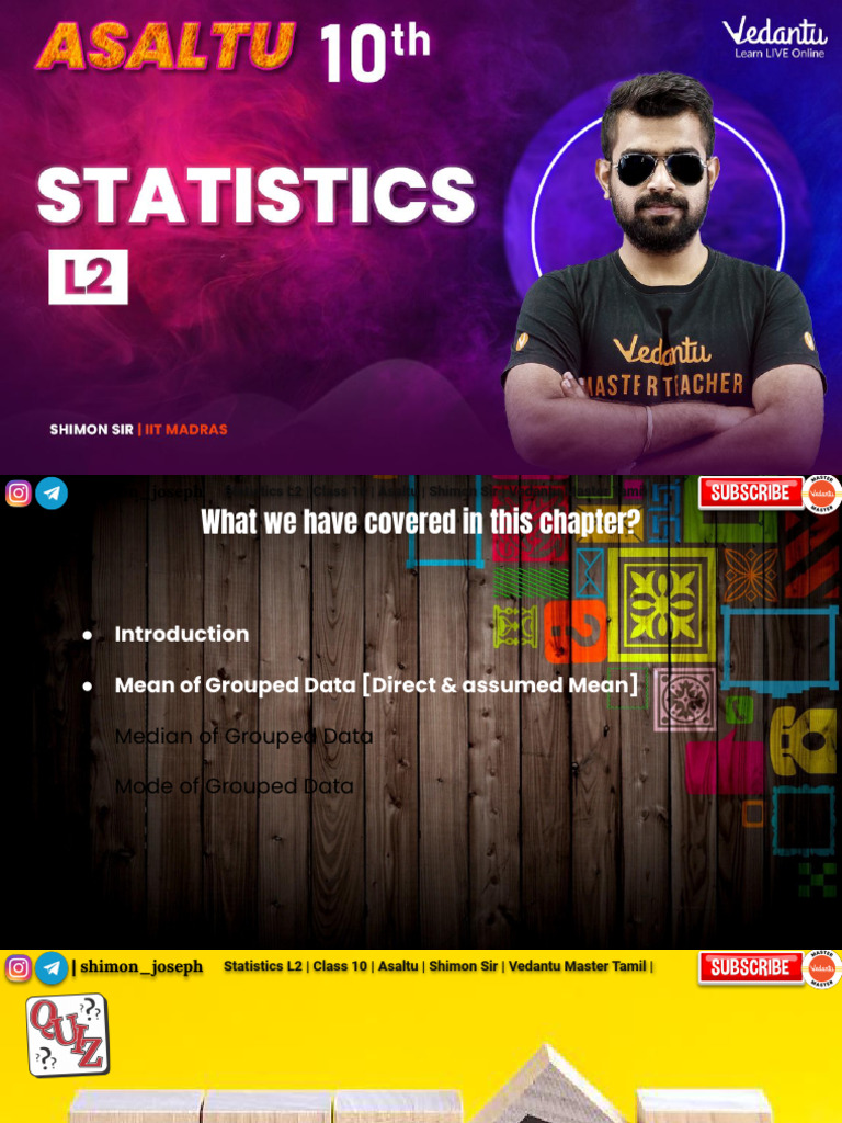 Statistics L2 Class 10 Asaltu Shimon Sir Vedantu Master Tamil | PDF | Median | Mean