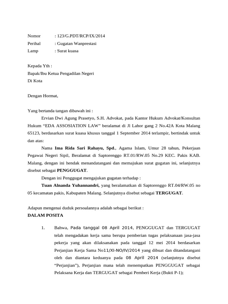 Contoh Gugatan Wapres | PDF