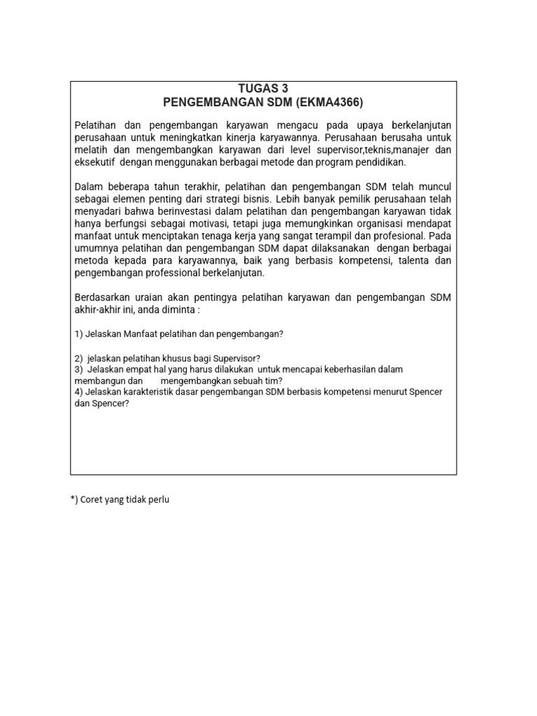 TUGAS 3 EKMA4366 - Pengembangan SDM | PDF