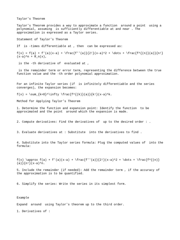 Taylor's Theorem | PDF