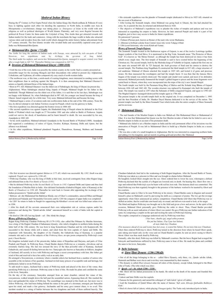 Mediveal History (Indian) | PDF