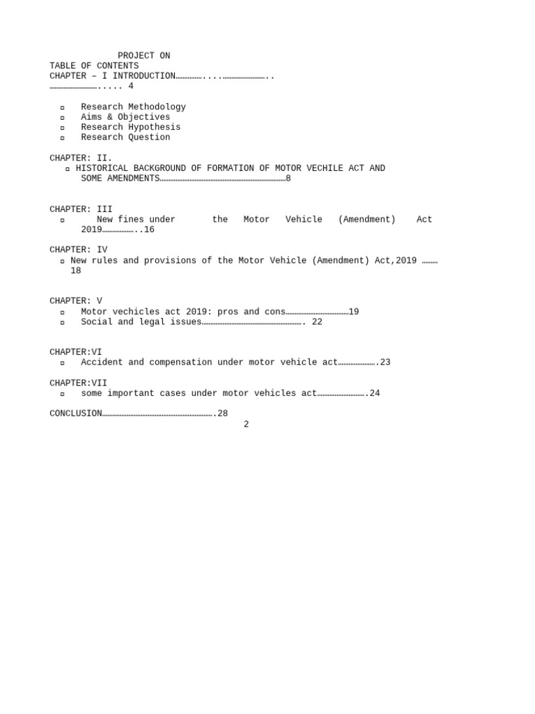 Motor Vehicle Act Project | PDF | Traffic Collision | Transport